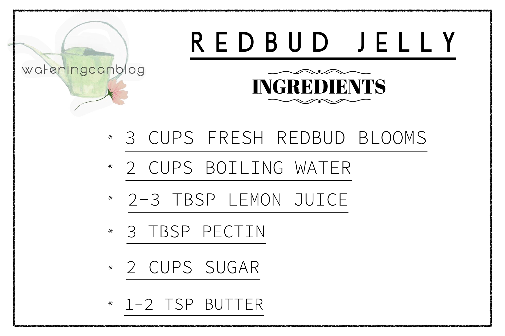 Recipe for a Rebound and Redbud Jelly – wateringcanblog